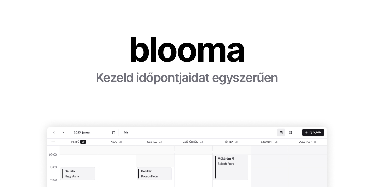 Kezeld időpontjaidat könnyen és egyszerűen | blooma